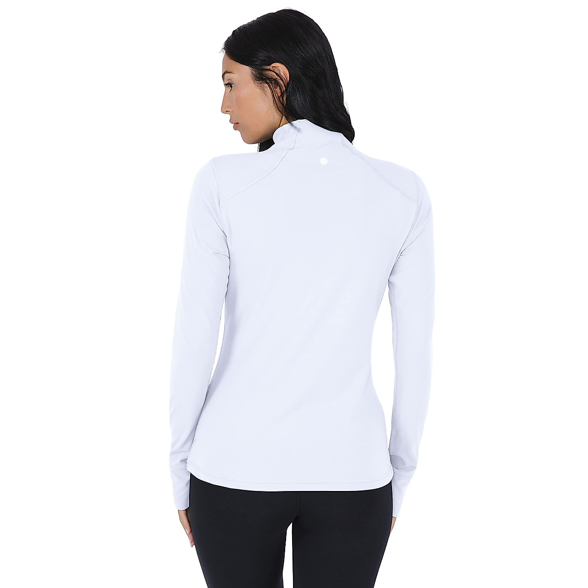 Yogalicious Nude Tech Half Zip Long Sleeve Jacket with Front Pockets - White - Medium