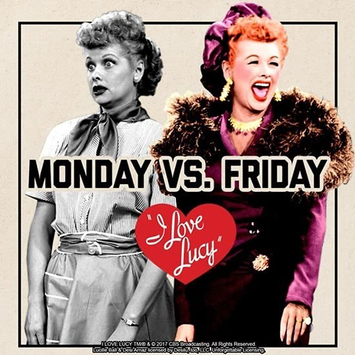 CafePress I Love Lucy Monday Vs. Friday Tote Bag Natural Canvas Tote Bag, Reusable Shopping Bag