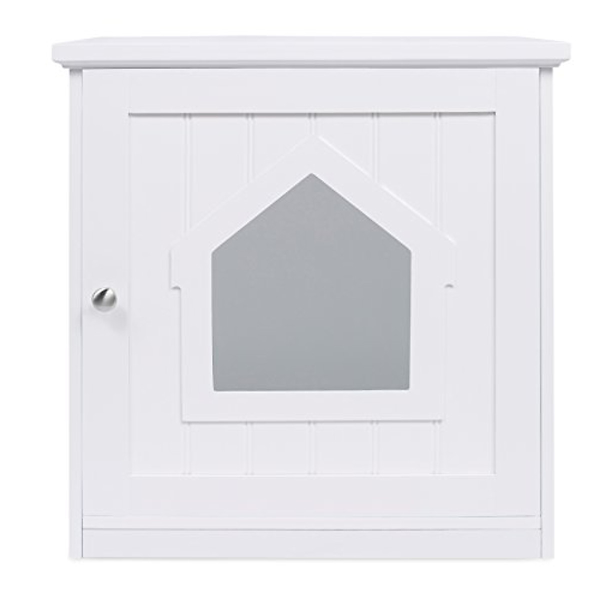 BIRDROCK Home Decorative Cat House & Side Table - Cat Home Nightstand - Indoor Pet Crate - Litter Box Enclosure - Hooded Hidden Pet Box - Cats Furniture Cabinet - Kitty Washroom - White