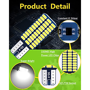 UNXMRFF - Super Bright Natural White T10 921 922 912 LED Bulb for 12V RV Ceiling Dome Light/RV Interior Lighting/Travel Trailer/Camper/Boat (Pack of 10)