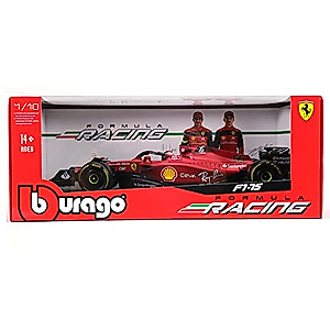 JODIYAAH Bburago 1/18 2022 F1 Scuderia Ferrari F1-75 #16 Charles Leclerc F1-75 #55 Carlos Sainz Alloy Luxury Vehicle Diecast Cars Model Toy Collection Gift (F1-75 #16 Hardcover) (1/18 F1-75 #55)