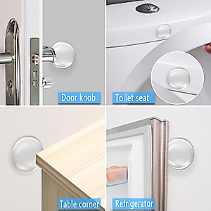 Xfenvs Door Knob Wall Shield, 6PCS Transparent Round Soft Rubber Wall Protector Self Adhesive Door Handle Bumper (Small Round 1.57 Inch 6PCS, Clear)