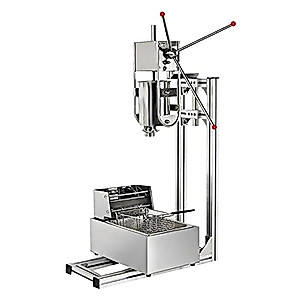 HENHAIY Commercial Churros Machine, 3L Home Vertical Type Manual Donuts Machine, Hand Crank Stainless Steel Professional Churro Maker, Apply for Restaurants, Cafeterias, Bakeries