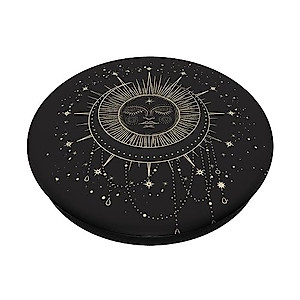 Moon Sun Stars Astrology Black PopSockets Standard PopGrip