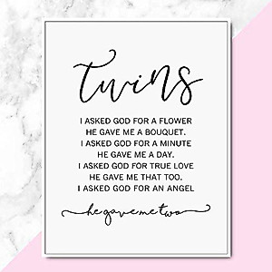 Twins Nursery Wall Art, Twin Baby Girl, Kids Room Decor, Twin Baby Boy, Nursery Bedroom Wall Decor, 8 x 10 Inches Unframed