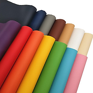 ZAIONE Solid Faux Leather Sheets: Colors Texture Leather 14Pcs 8x12 Inch A4 Soft PU Grain Red Brown Synthetic Leather Sheets for Bows Earrings DIY Craft