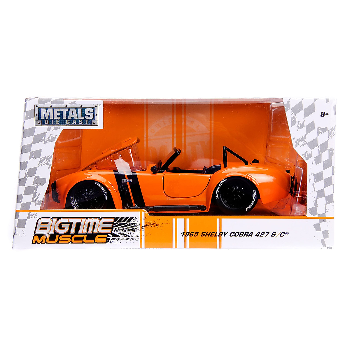 Jada 1965 Shelby Cobra 427 S/C Orange with Black Stripes Bigtime Muscle 1/24 Die-cast Model Car 30531, Yellow