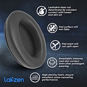 Lambskin XM3 Earpads for Sony WH-1000XM3 Headphones Replacement 1000 XM 3 Real Sheepskin Leather Ear Pads Cushions Earmuffs Cups 1000XM3 (Black)