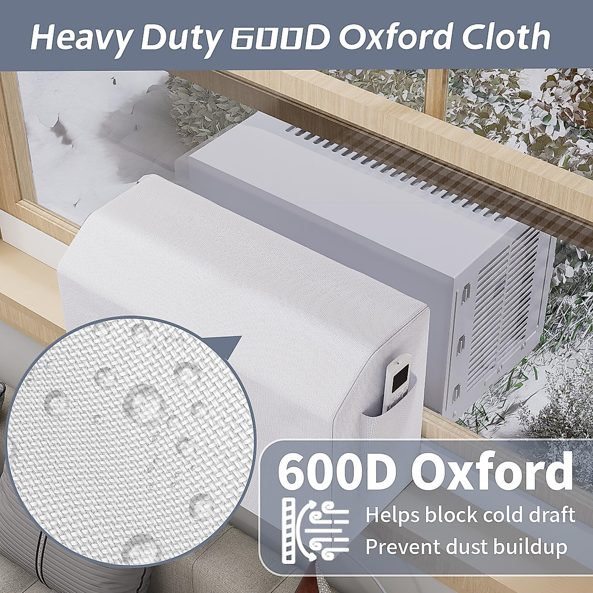 Flamorrow U-Shaped Window Air Conditioner Indoor Cover with Storage Bag, Indoor Full Cover for U-Shaped Window AC Unit, Windproof Design Protective Indoor Cover for Indoor AC Unit, Block Draft & Dust