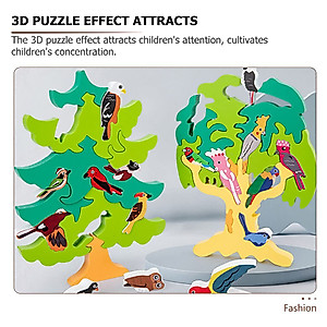 TOYANDONA 1 Set of Baby 3D Jigsaw Puzzle Wooden Tree Bird Shaped Montessori Toy Educational Preschool Learning Toys for Infant Toddlers Boys Girls