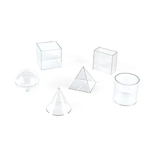 hand2mind Plastic Fillable 3D Shapes, Clear Geometric Solids for Measuring Volume (Set of 6)