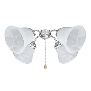 Aspen Creative 23027-4A Transitional Alabaster Bell Shape Ceiling Fan Glass Shade.2-1/8"Fitter.Size:5-3/8"D x 4-3/4"H.4Pcs/Pack