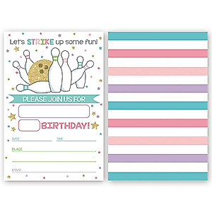 LoaHak Bowling Birthday Invitation, Bowling Invitation, bowling party favors for kids, birthday party invitations. (010)