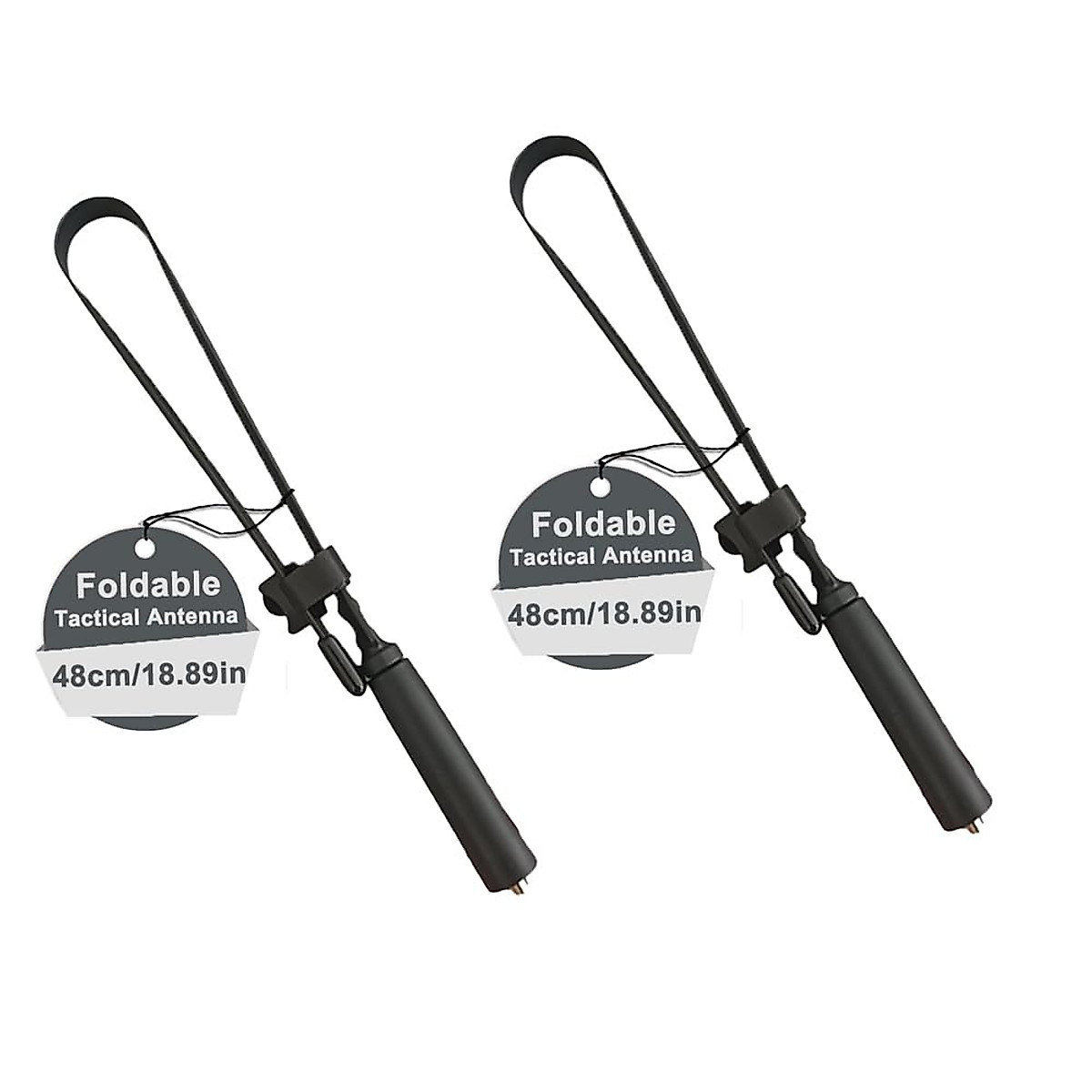 2 Packs BAOFENG UV-5R Folding Tactical Antenna for GMRS Two way Radio 48cm/18.8inch Dual Band VHF UHF SMA-Female Long Range Portable Compatible with BF-F8HP UV-82HP DM-1701(2packs)