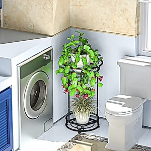 YIUKEA Plant Stand Indoor Outdoor - Metal Planter Holder Shelf Tall Tiered Flower Pot Display Organizer Rack for Garden, Patio, Living Room, Bathroom, Office (Black)