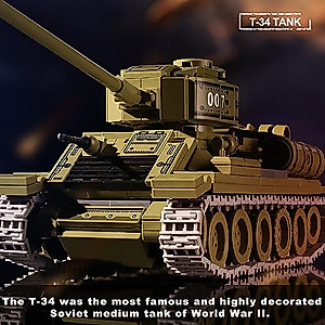 WW2 Army Tanks Toy Building Kit, Create a Soviet T-34 Tank & a German Panzer 38(t) Tank, Great Military Model Toys Gift for Boys, Kids, and Teens Age 8+ (1008 Pieces)