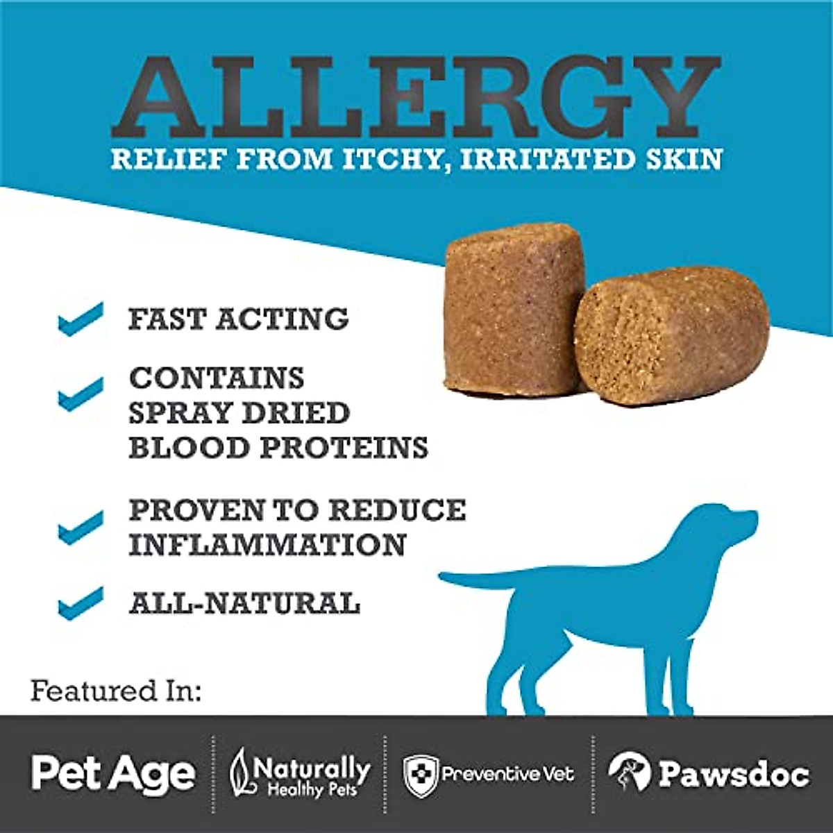 WINPRO Pet Allergy Grain-Free Plasma-Powered Soft Chews, 60 Chews, Natural Blood Protein Supplements for Dogs Providing Relief from Itchy, Irritated Skin, Made in The USA