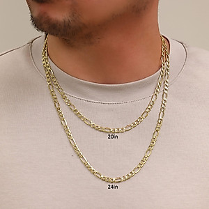 Nuragold 10k Yellow Gold 5.5mm Figaro Chain Link Pendant Necklace, Mens Womens Jewelry 16" 18" 20" 22" 24" 26" 28" 30"