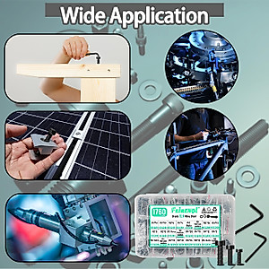 1760PCS Metric Screw Assortment M2 M3 M4 M5, Grade 12.9 Alloy Steel Hex Socket Head Cap Metric Bolts and Nuts Assortment Kit, Metric Screw Nuts and Bolts Flat&Lock Washers Set, 4 Hex Wrenches Included