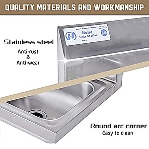 HALLY Stainless Steel Sink for Washing with Faucet, NSF Commercial Wall Mount Hand Basin for Restaurant, Kitchen and Home, 17 x 15 Inches