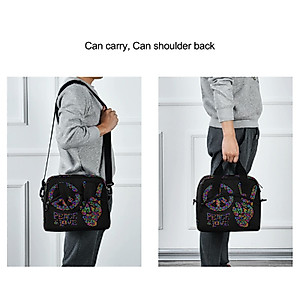 Oarencol Peace Love Symbol Two Fingers Hippie Colorful Insulated Lunch Tote Bag Reusable Cooler Lunch Box with Shoulder Strap for Work Picnic School Beach