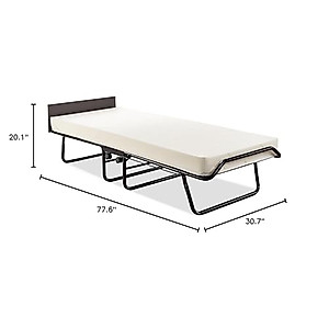 Jay-Be Visitor Contract Cot Folding Bed with Performance e-Fibre Mattress and Automatic Folding Legs, Compact, Regular Black