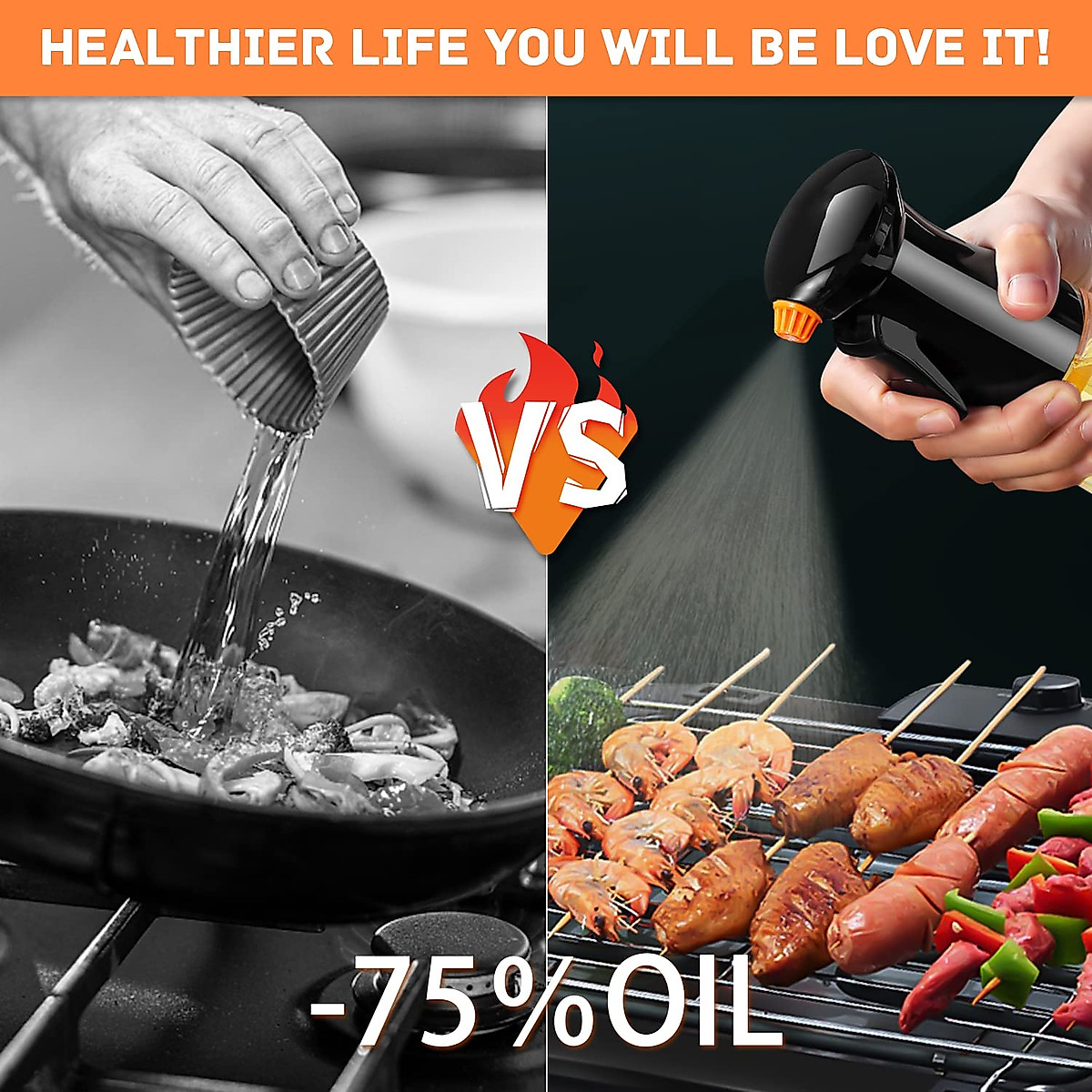 Showvigor Olive Oil Sprayer for Cooking- 200ml Rotatable Nozzle Olive Oil Spray Bottle Premium Oil Mister with Brush Oil Spritzer for Air Fryer, BBQ, Salad, Baking,Grilling Kitchen Gadgets(Black)