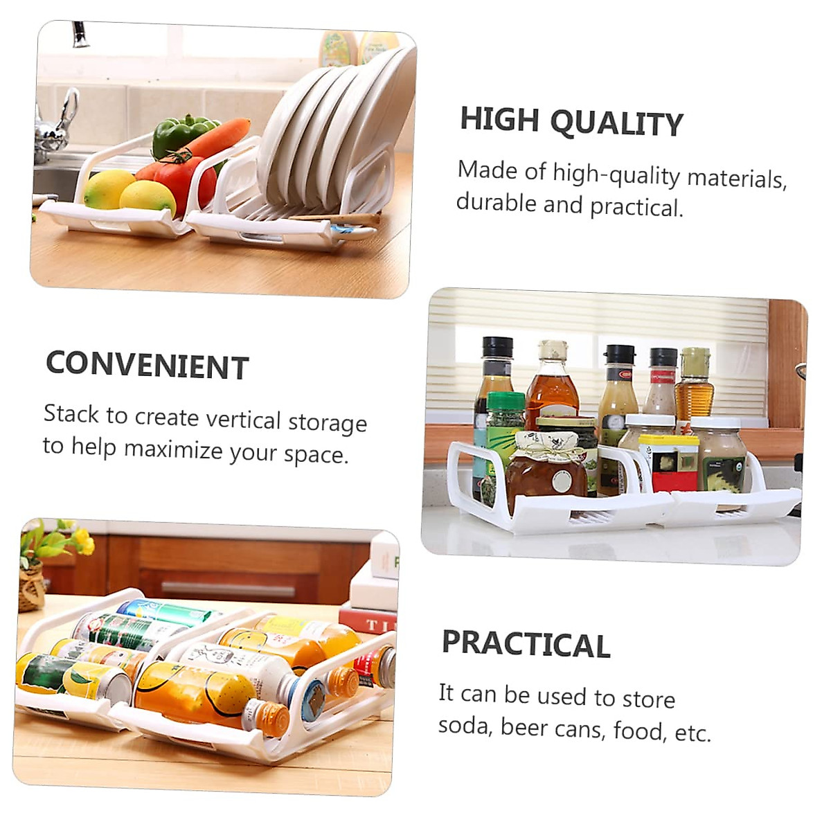 OSALADI 2pcs Beer Rack Cupboard Organizer Plastic to Go Containers Clear Plastic Containers Beverage Stackable Rack Soda Can Organizer Bottle Rack for Fridge Refrigerator Storage Rack Jar