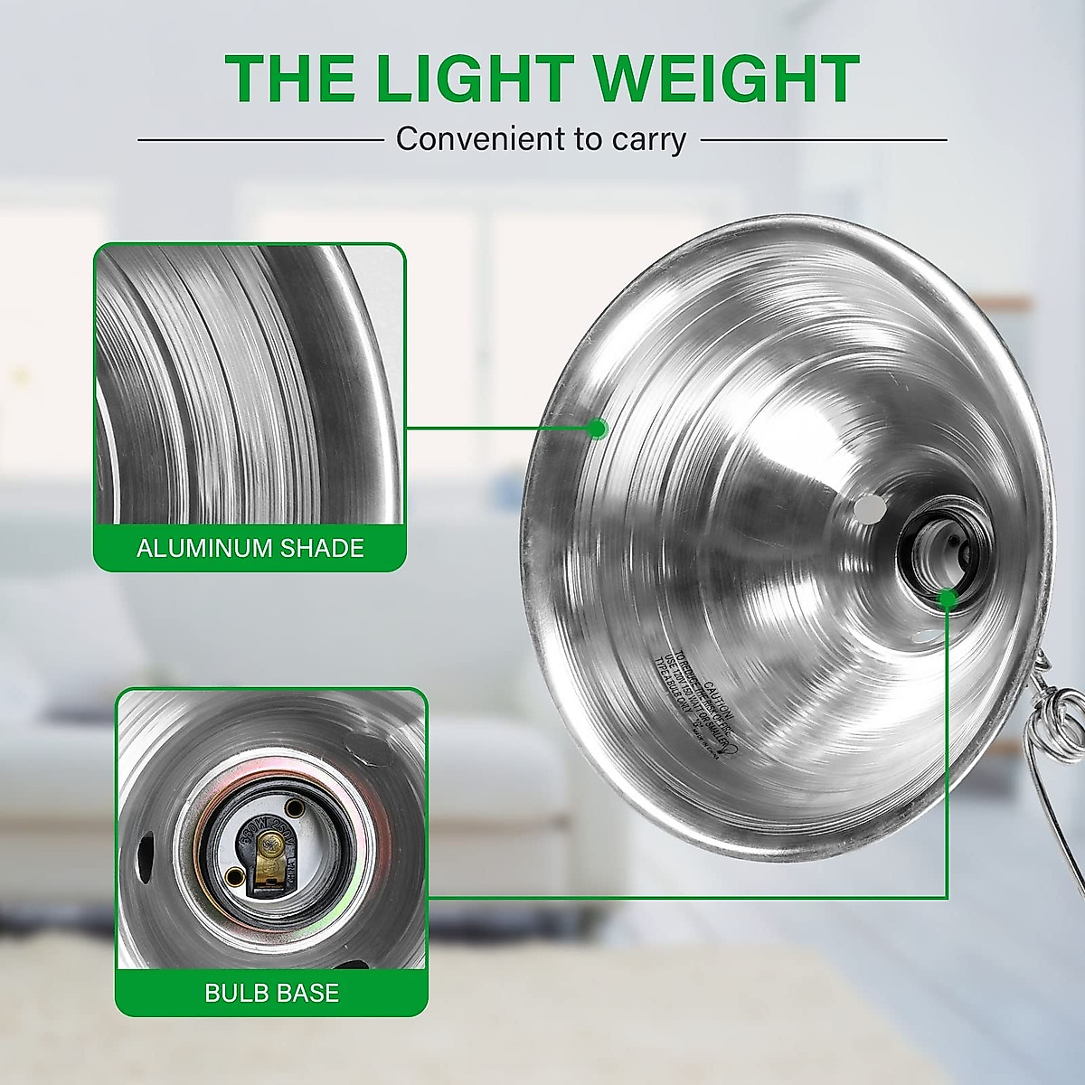 Simple Deluxe Clamp Lamp Light with 8.5 Inch Adjustable Aluminum Reflector and 6 Feet Cord, up to 150W E26 Socket (no Bulb Included), Silver and Black, 2 Pack