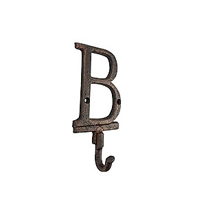 Handcrafted Nautical Decor Rustic Copper Cast Iron Letter B Alphabet Wall Hook 6"