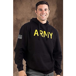 Ann Arbor T-shirt Co. ARMY PT Style Hoodie | U.S. Military Training Infantry Workout Fleece Hoody Sweatshirt-(Hood,L)