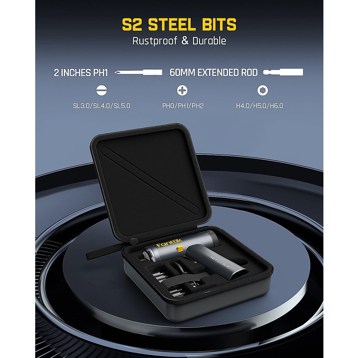 Fanttik L1 Ace 3.7V Cordless Screwdriver, Electric Screwdriver Kit with EVA Storage Bag, 6 Settings Torque Knob, HD Display, 2000mAh, LED Light, 1/4''Hex, Repair Tool for Desktop/Furniture