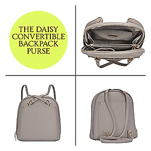 Miztique - The Daisy Purse for Women, Soft Vegan Leather Shoulder Strap Bag or Convertible Backpack - Taupe