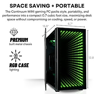 Continuum Mini Gaming Desktop - NVIDIA GeForce RTX 4070 Super 12GB, AMD 8-Core Ryzen 7 8700F CPU, 32GB DDR5 RAM, 1TB Gen4 NVMe SSD, WiFi 6, Windows 11 Home - Tiny Liquid Cooled RGB Gamer Computer