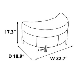 HomSof 32.7" W Sherpa Upholstered Half Crescent Moon Storage Bench Large Ottoman with Tray Serve As Side Table Soft Padded Seat Dressing Shoe Bench Foot Rest for Living Room,Entryway,Hallway (Ivory)