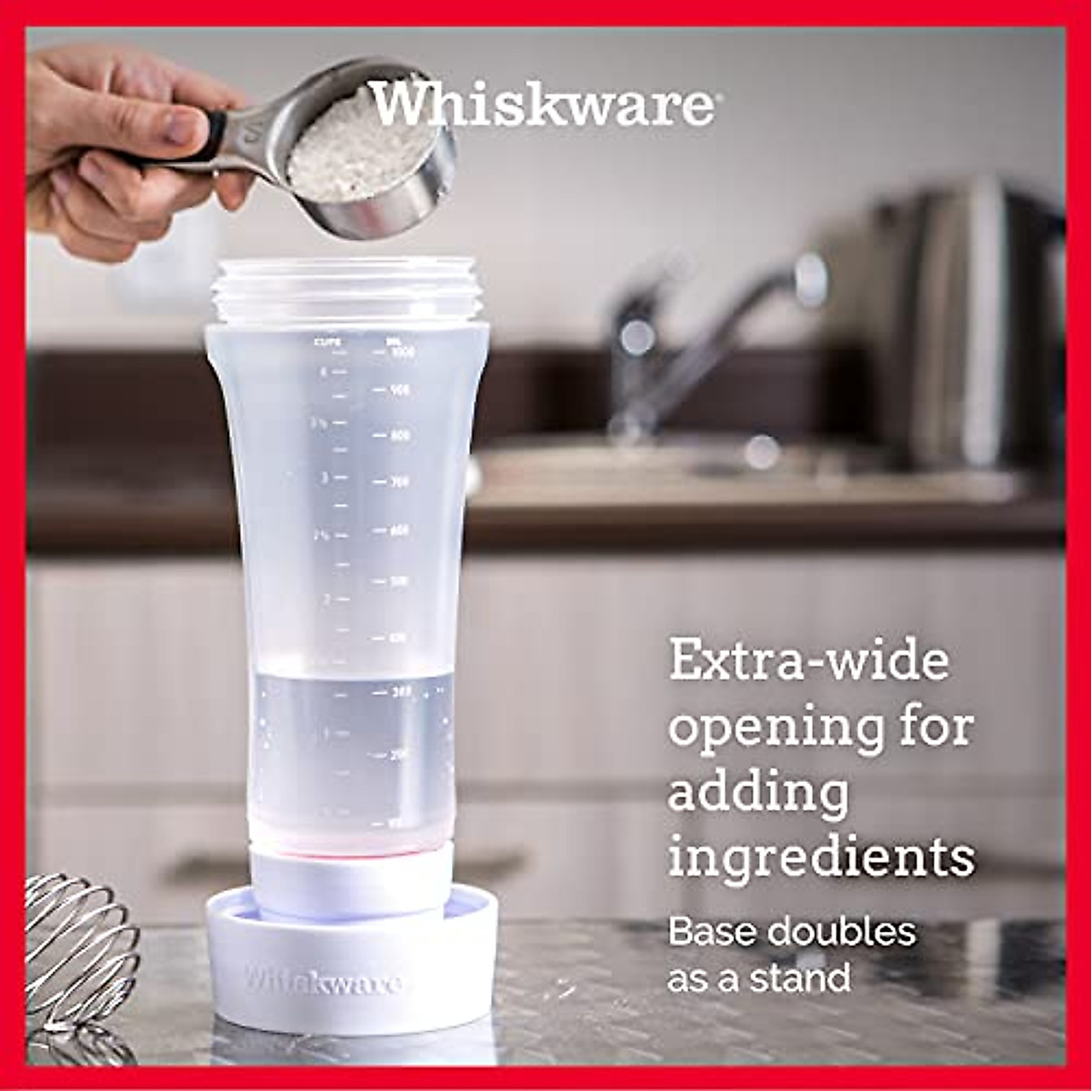 Whiskware Pancake Batter Dispenser and Mixer with BlenderBall Wire Whisk for Cupcakes, Muffins, Crepes, and more