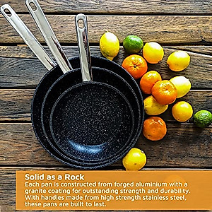 Jean-Patrique Stonetastic Granite Nonstick Frying Pans - Set of 3 Induction Frying Pans Non Stick - Frying Pan Set for All Types of Stove Tops & Oven Safe 7.8 inch, 9.4 inch, 11 inch