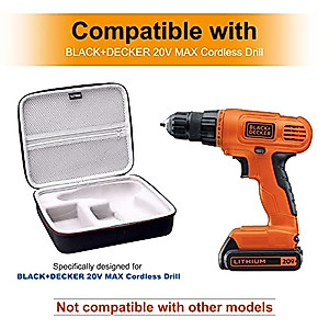 LTGEM EVA Hard Case for DECKER 20V MAX Cordless Drill (LDX120C/LD120VA) and Accessories - Protective Carrying Storage Bag (Sale Case Only)