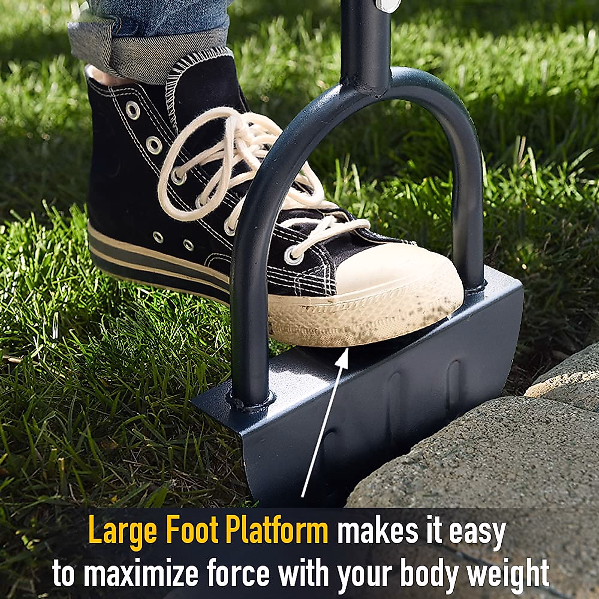 Colwelt Saw-Tooth Edger Lawn Tool, Half Moon Lawn Edger with T-Grip, Sidewalk Grass Long Handled Step Edger, 38-Inch