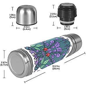 Stainless Steel Leather Vacuum Insulated Mug Plant Thermos Water Bottle for Hot and Cold Drinks Kids Adults 16 Oz