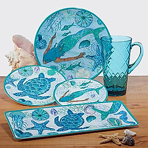 Certified International Serene Seas Melamine Platter Set, Multicolor, Large, 2 Piece