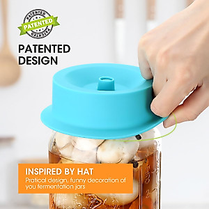 Aieve Fermentation Lid, 4 Pack Fermenting Lids Fermenter Cap for Wide Mouth Mason Jar