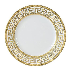 Euro Porcelain Vintage Gold 20 piece Dinnerware Dish Serving Set 'Greek Key Gold' - HQ Fine China Tableware Service for 4