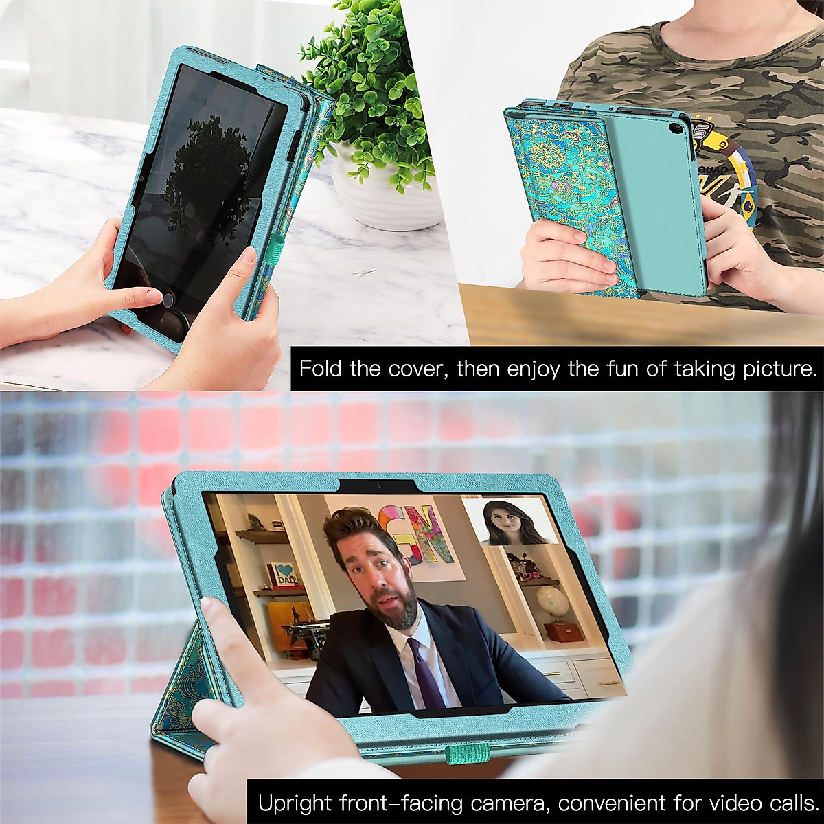 Fintie Case for All-New Amazon Fire HD 10 and 10 Plus Tablet (13th/11th Generation, 2023/2021 Release) - [Flex Stand] Premium Vegan Leather Multi-Angle Folio Cover, Shades of Blue