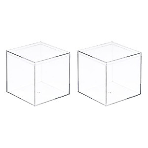 MECCANIXITY Clear Acrylic Plastic Storage Box Square Cube Display Case with Lid, 7.1x7.1x7.1cm Container Box for Small Item, Pack of 2