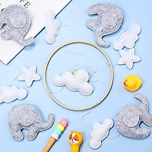 Elephant Baby Crib Mobile Neutral Felt Nursery Ceiling Decoration Cloud and Star Felt Baby Mobile Elephant Mobiles for Shower Gifts Baby Cribs Ceiling Hanging Decorations