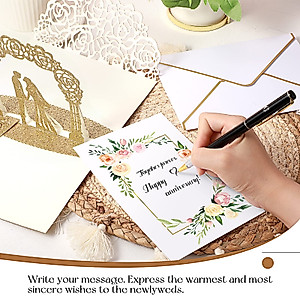 Tallew Wedding Pop up Card Set 3D Greeting Anniversary Card Romantic Wedding Congratulations Card with Envelope for Bride and Groom Valentine's Day Engagement Party Supplies(Arched Door Style)
