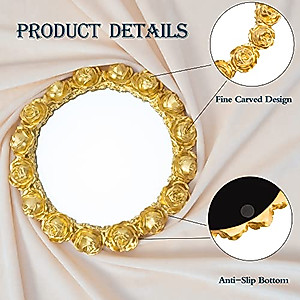 Greenual Perfume Tray Decorative Tray Gold Mirror Tray Jewelry Trinket Tray Gold Rose Resin Tray Organizer Bathroom Vanity Tray for Dresser, Perfume Organizer, Elegant Makeup Tray