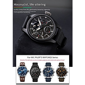 KKFAUS 20mm 21mm 22mm Nylon Fiber Leather Watchband Fit for IWC IW377729 IW389001 Big Pilot Watch Green Blue Black Watch Strap (Color : Blue silver 2, Size : 22mm)