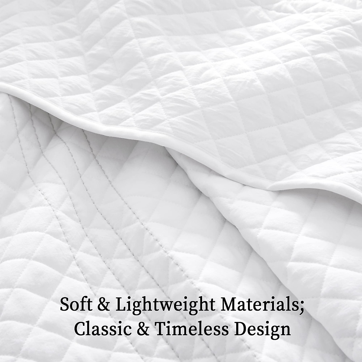 Bonlino Barley Bedding Quilt Set Bedspread - Lightweight Quilt Set Summer Farmhouse Modern Boho Style Striped Bedspread Coverlet with 2 Pillow Shams for Home Bedroom All Season (White, Oversized King)